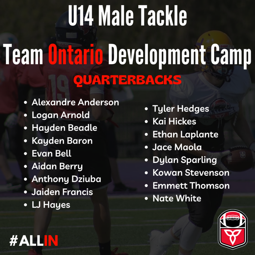 Football Ontario Announces 2024 Team Ontario U14 Male Tackle and Flag ...